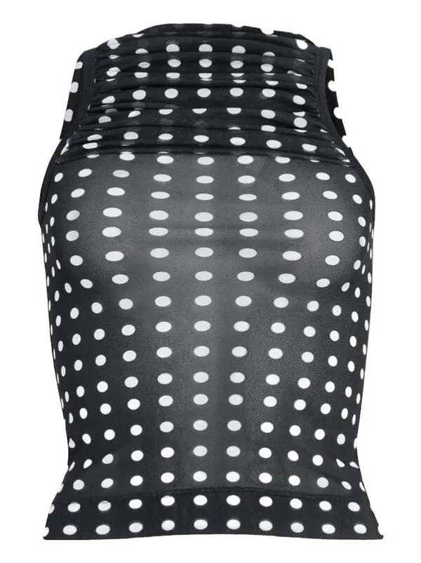 PATOU Ruched Polka-dot Top - Black