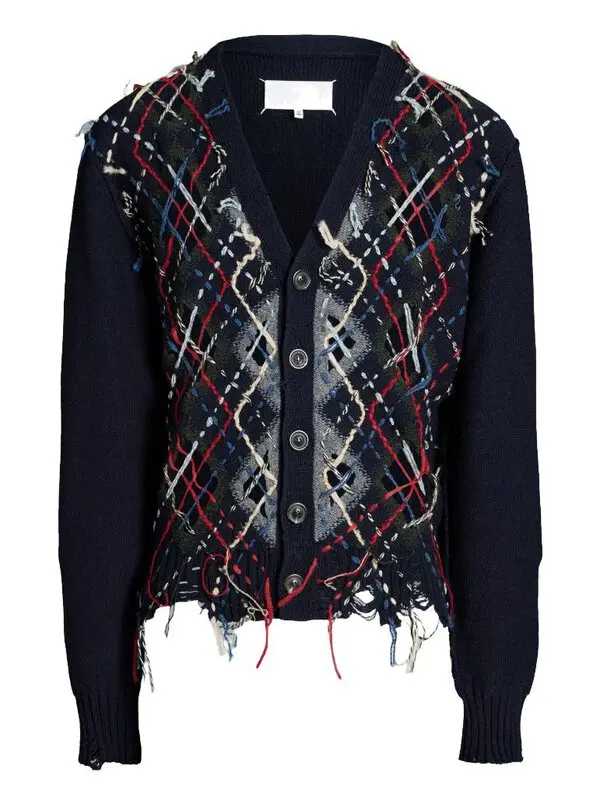 MAISON MARGIELA Cut-out Detailed Knitted Cardigan - Black