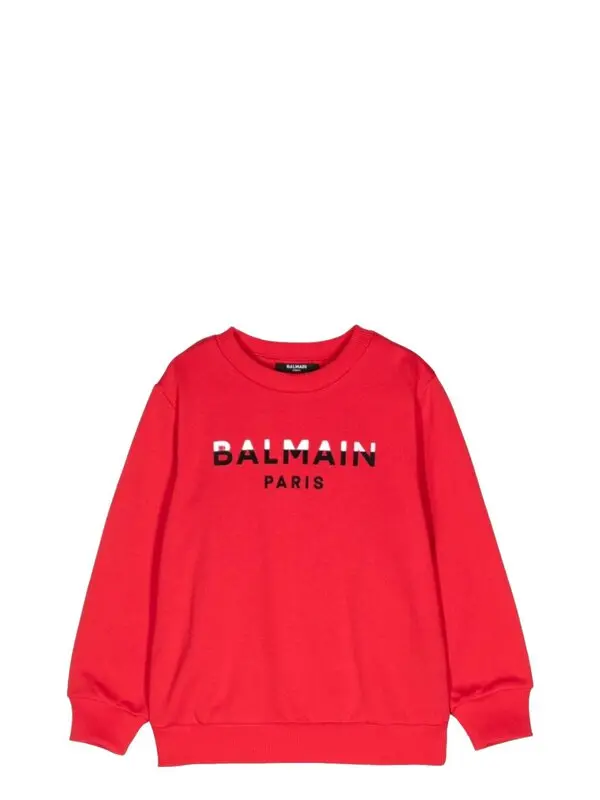 Balmain Logo-print Cotton Sweatshirt - Red