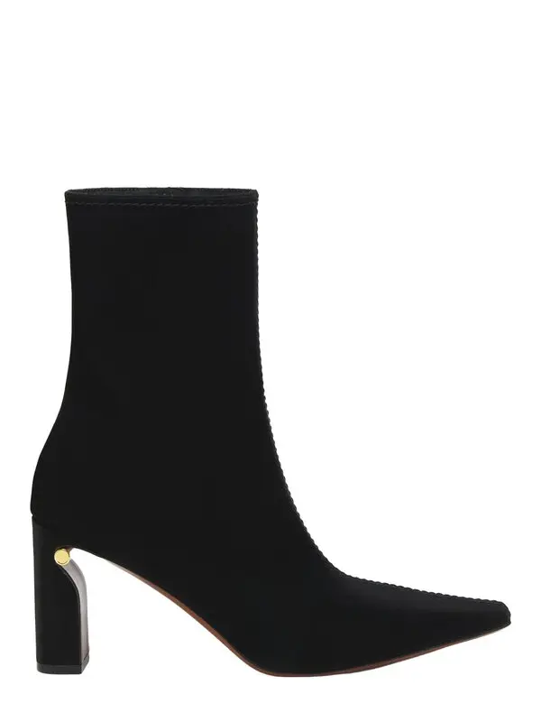 Alexander McQueen Pointed-toe Block Heel Ankle Boots With Gold-tone T-bar Detail - Black