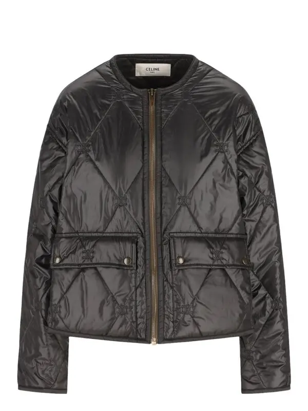 Celine Quilted Jacket In Light Nylon - Black