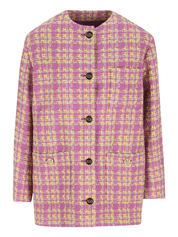 Gucci Plaid Tweed Button-up Jacket - No