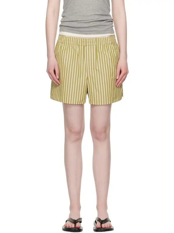 Ami Striped Relaxed Shorts - Nude
