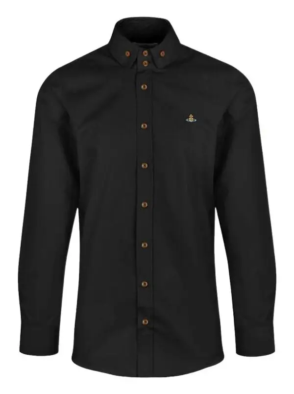 VIVIENNE WESTWOOD Orb Logo-embroidered Cotton Shirt - Black