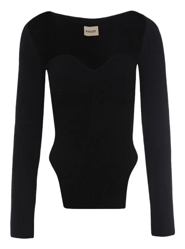 Khaite Maddy Ribbed Long-sleeve Top - Black