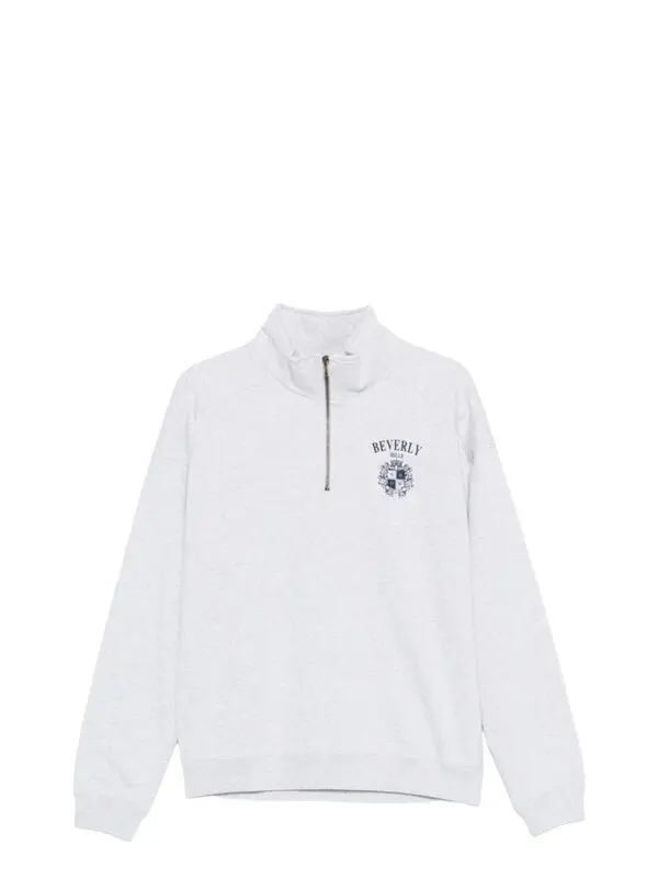 SPORTY  RICH Sporty & Rich Quarter-zip Printed Sweatshirt - Grey