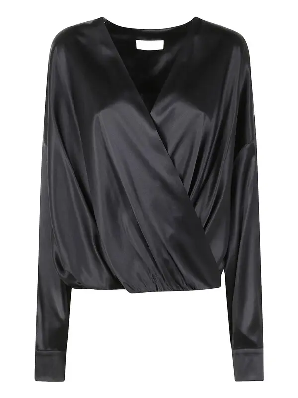 Dries Van Noten Long Sleeve V-neck Blouse - Black