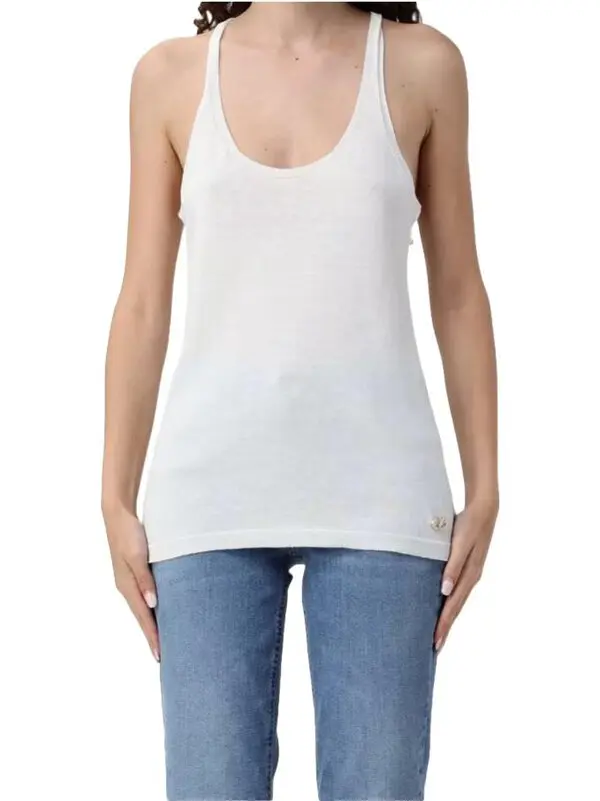 TWINSET Logo Plaque U-neck Tank Top - White