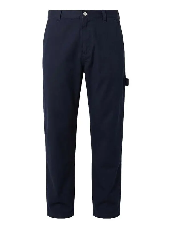 Gucci Web Detail Cotton Canvas Pants - Dark Blue