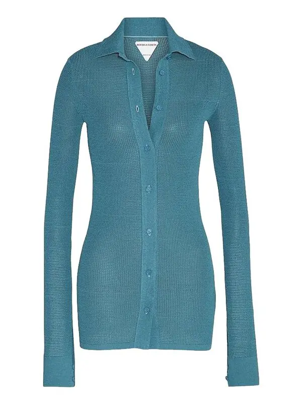 Bottega Veneta Mesh Buttoned Cardigan - Blue