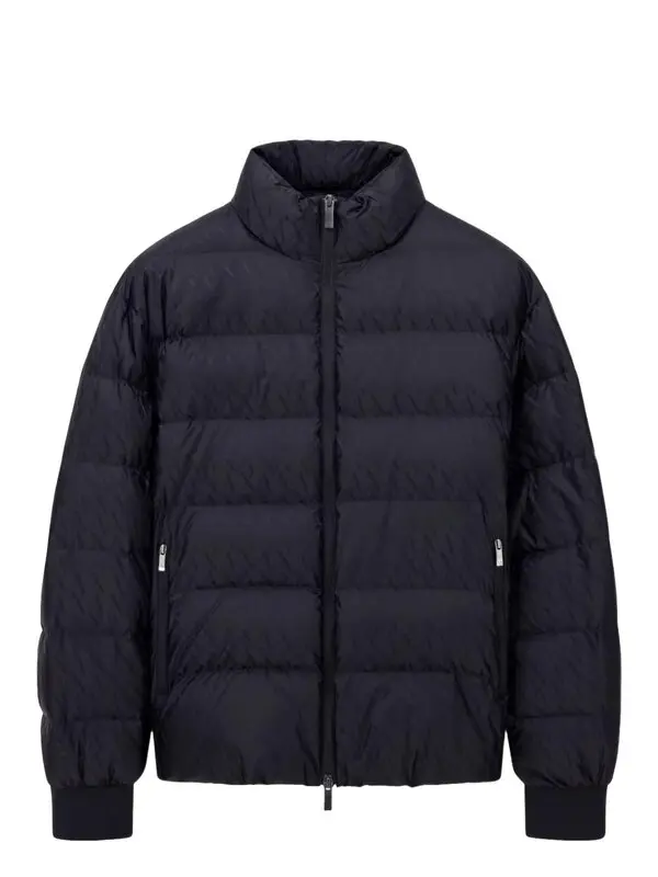 Armani Exchange Tone-on-tone Allover Logo Puffer Jacket - Black
