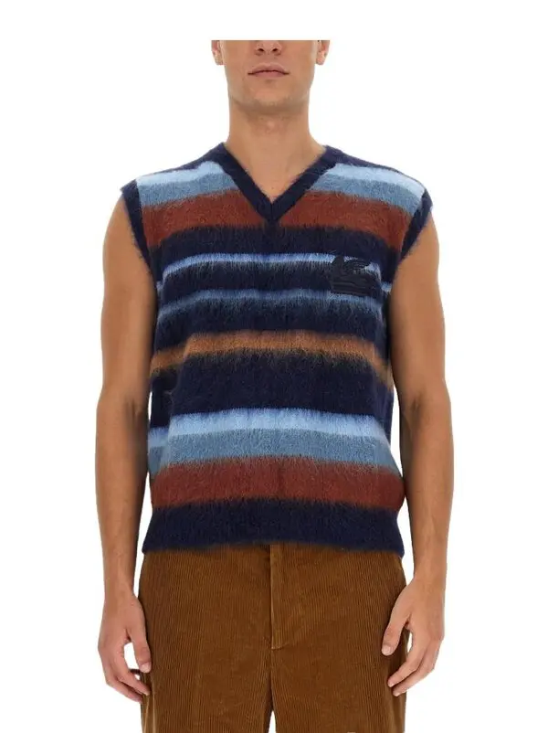 Etro Striped V-neck Sleeveless Vest - Brown