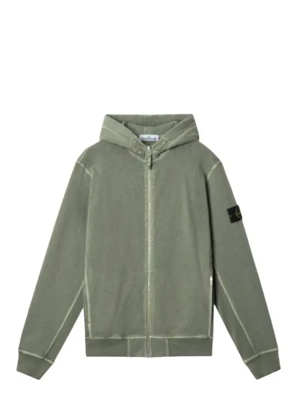 Stone Island Zip-up Hooded Jacket - Musk Green