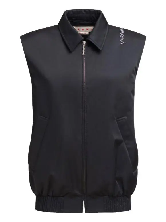 Marni Collared Zip-up Vest - Black