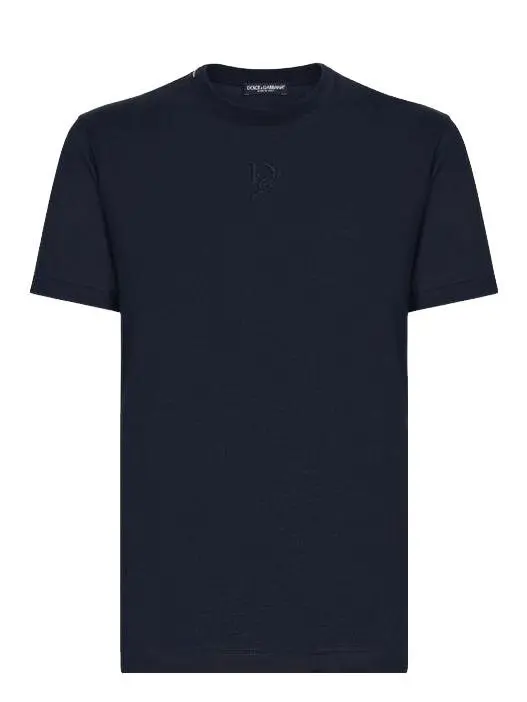 Dolce & Gabbana Dolce Gabbana Logo Embroidered Crewneck T-shirt - Blue
