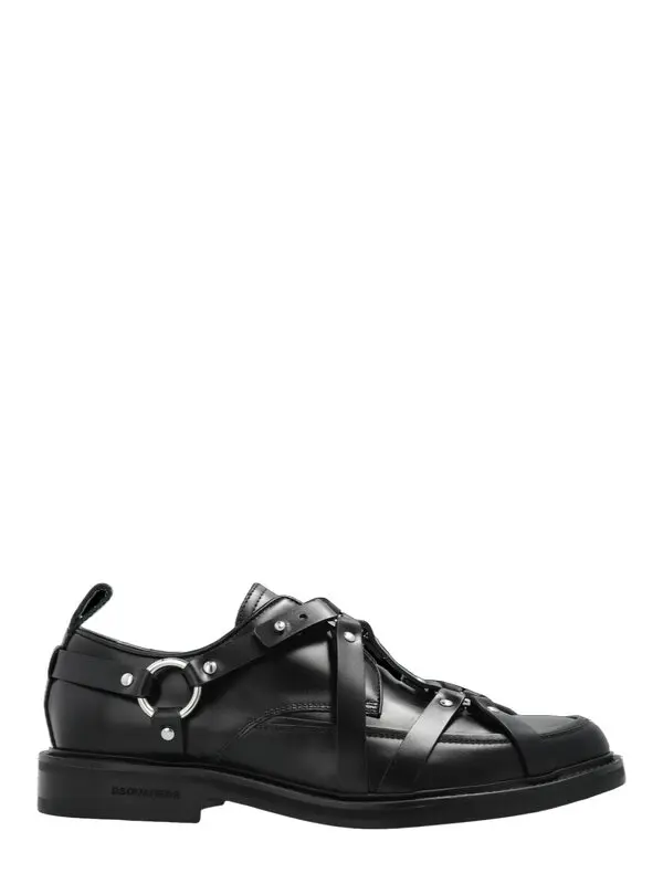 Dsquared2 Leather Bondage Derby Shoes - Black
