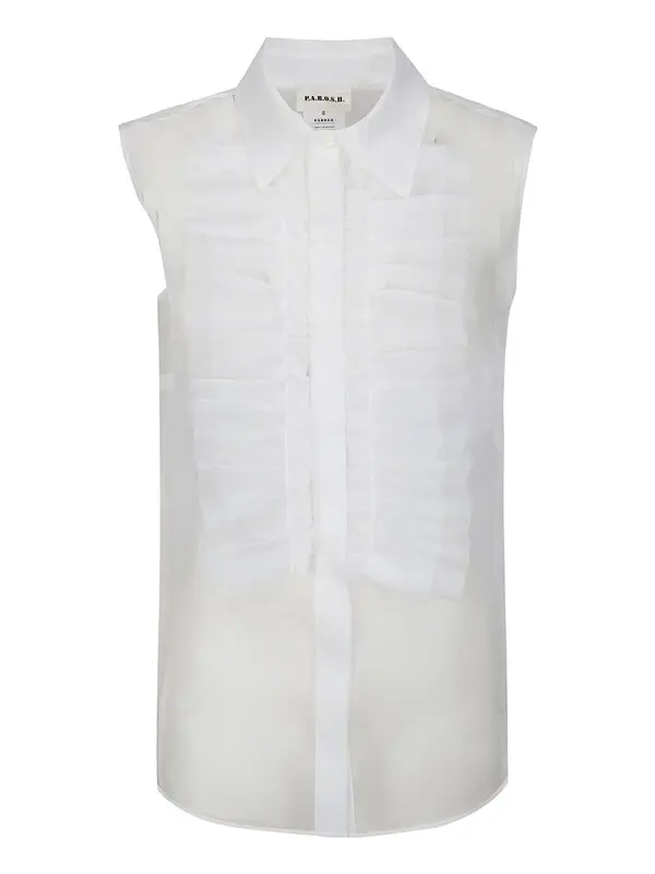 P.a.r.o.s.h Sleeveless Ruffled Shirt - White