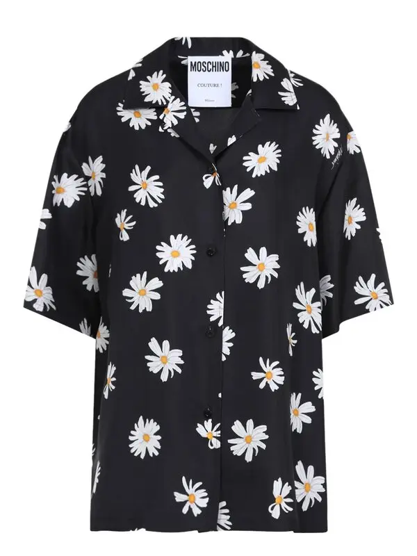 Moschino Short Sleeve Floral Print Shirt - Black