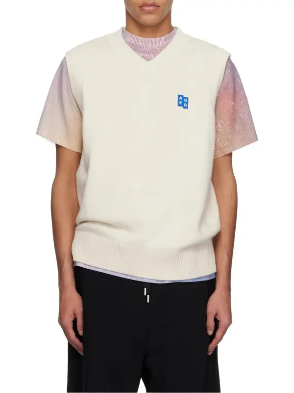 ADER ERROR V-neck Knitted Vest - White