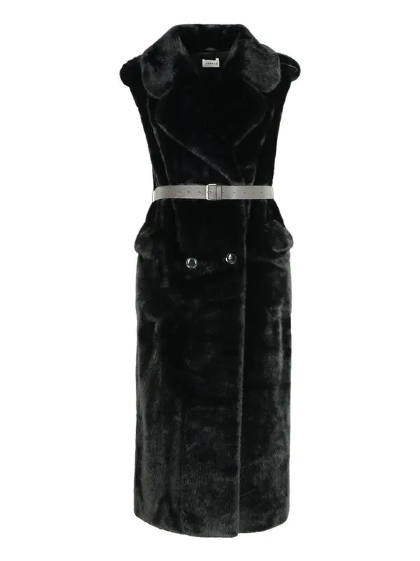 P.a.r.o.s.h Sleeveless Long Vest With Lapel Collar - Black