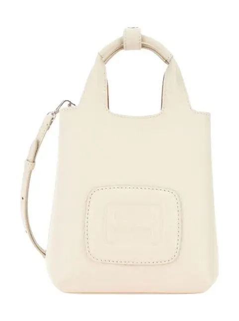 Hogan Logo Embossed H-bag Mini Shopping Bag - White