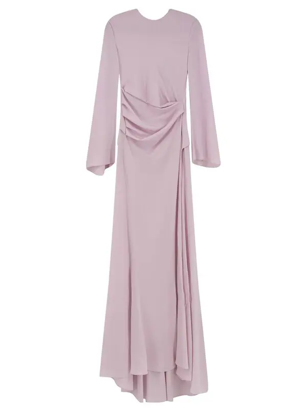 Alexander McQueen Crewneck Draped Long Dress - Pink