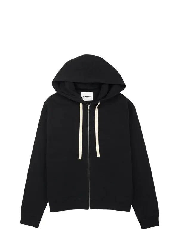JIL SANDER Oversized Fit Zipped Hoodie - Black
