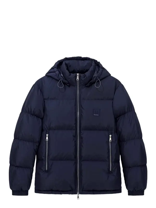 Armani Exchange Hooded Padded Down Jacket With Drawstring - Navy Blue