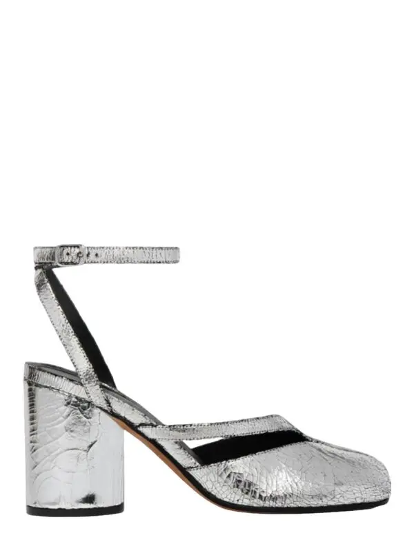 MAISON MARGIELA Tabi Split Toe Heeled Sandals - Silver