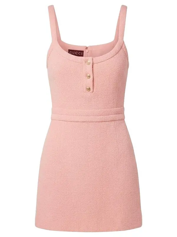 Gucci Cotton Tweed Mini Dress - Pink