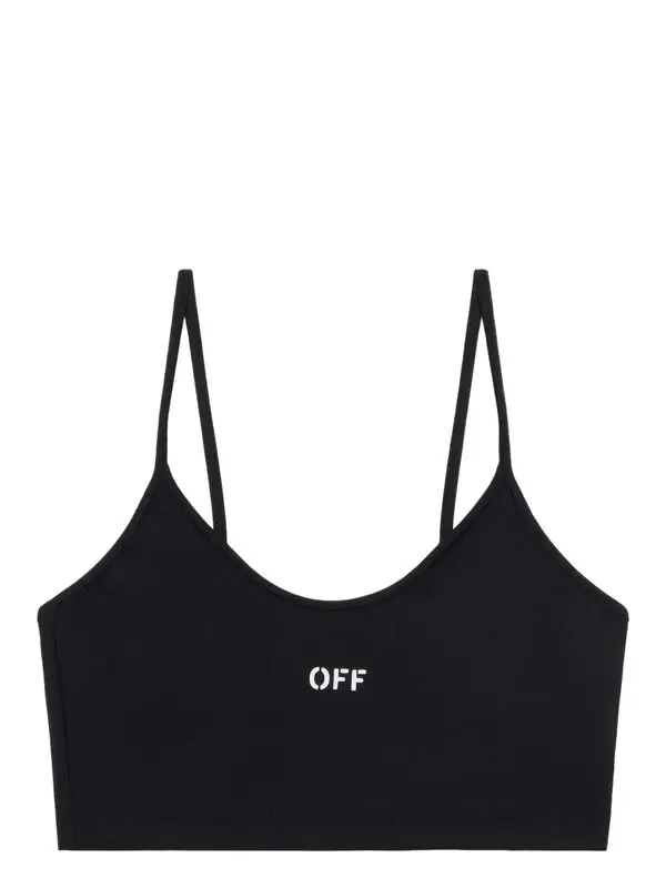 Off-White Spaghetti Strap Cropped Top With Logo - Black/white