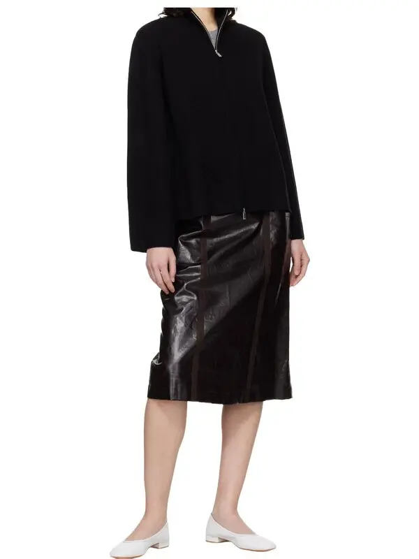 Loulou De Saison Gabi Zipped Stand-collar Cardigan - Black