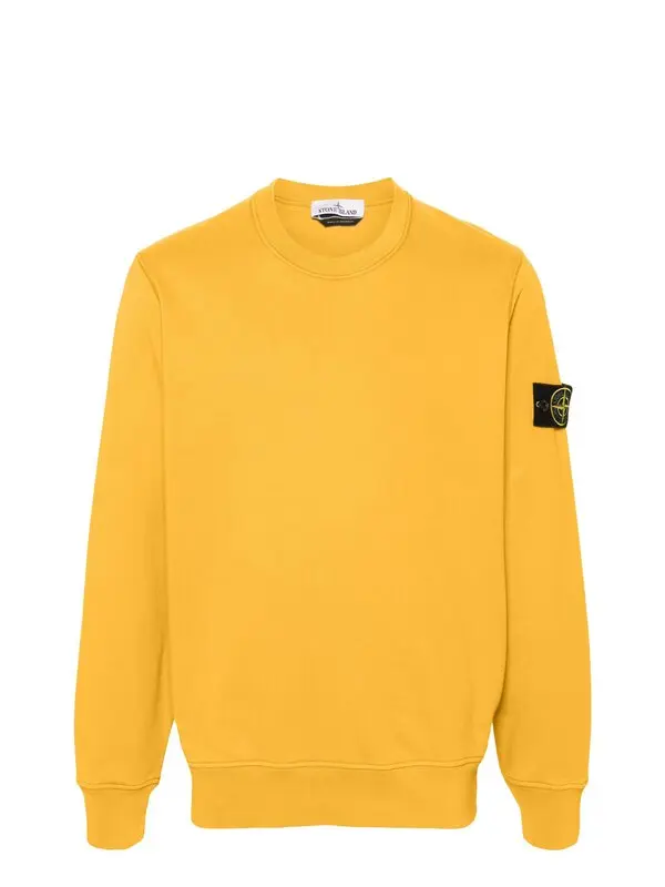 Stone Island Logo Patch Crewneck Sweatshirt - Mustard