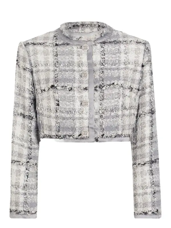 Dolce & Gabbana Cropped Tweed Jacket - Grey