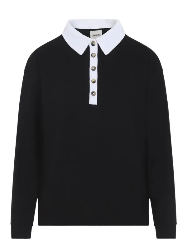 Khaite Faithful Buttoned Polo Top - Black