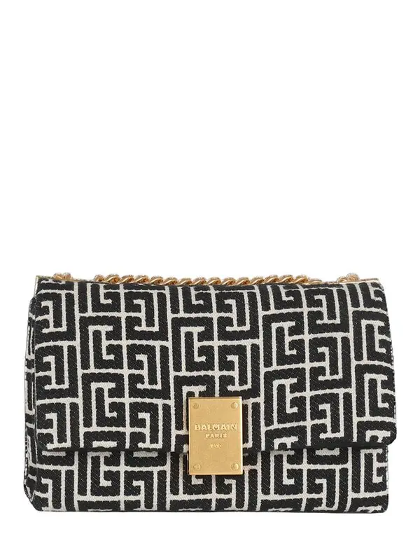 Balmain 1945 Soft Small Monogrammed Shoulder Bag - Black