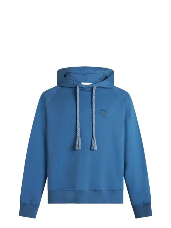 Etro Pegaso Embroidered Long-sleeved Hoodie - Electric Blue