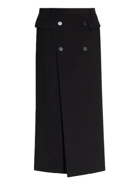 Balenciaga Maxi Skirt With Decorative Buttons - Black