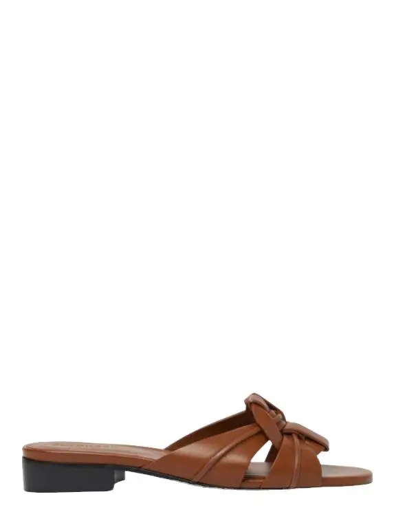 SCAROSSO Anna Woven Detail Slip-on Sandals - Tan