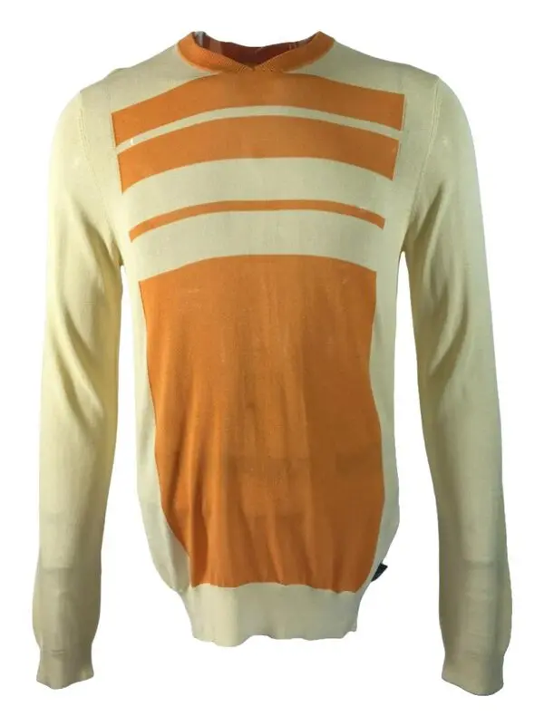 Emporio Armani Logo Pattern Long Sleeve Sweater - Nude