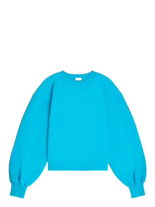 Celine Oversized Crewneck Sweater In Cotton Fleece - Mickey Blue/cherry Red