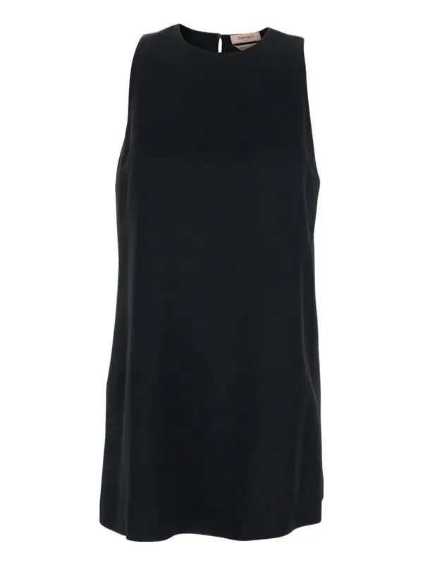 TWINSET Sleeveless Satin Top With Button Closure - Black