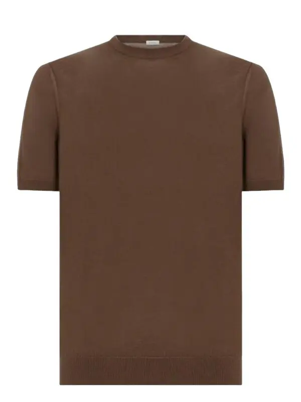 Malo Short-sleeved Knit Jumper - Brown