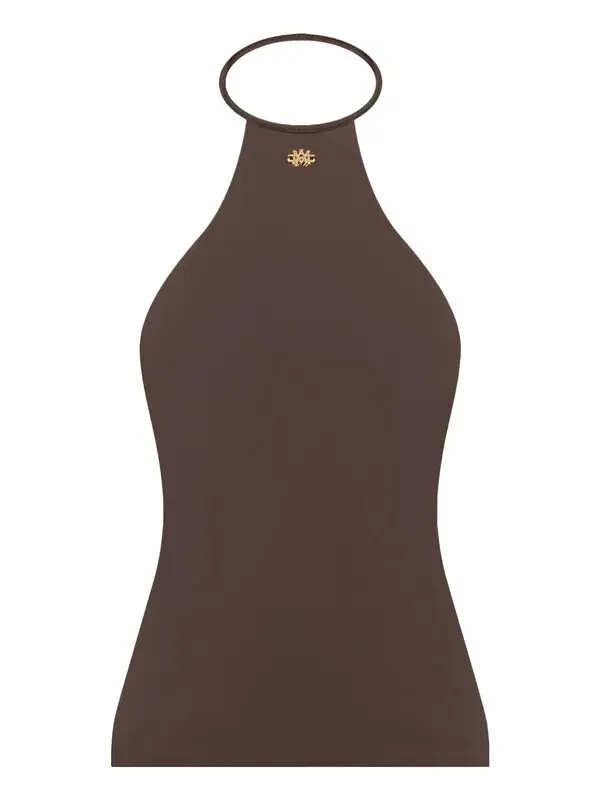 Amiri Halter Neck Top With Logo Hardware - Walnut Brown