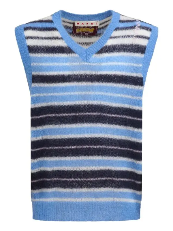 Marni Sleeveless V-neck Striped Jumper - Blue Lavender