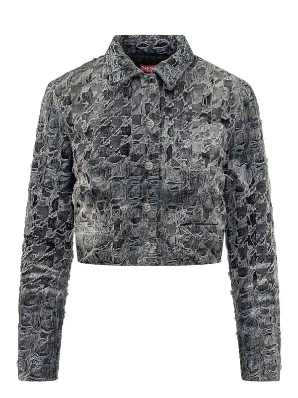DIESEL® Distressed Cropped Denim Jacket - Black