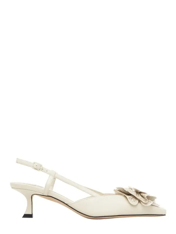 JIMMY CHOO Mimmi 50 Floral Appliqué Slingback Sandals - Latte/latte