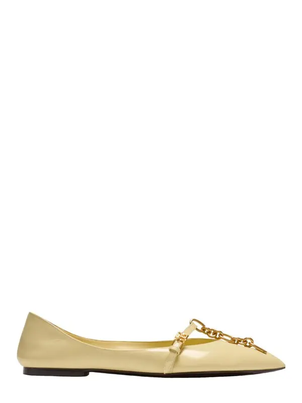 Balmain Shiny Lambskin Sync Ballet Flats - Yellow
