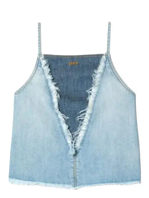 Off-White Frayed Denim Camisole - Blue