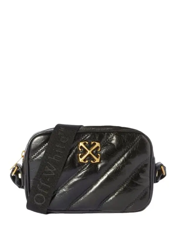Off-White Quilted Camera Bag With Logo Pattern - Black